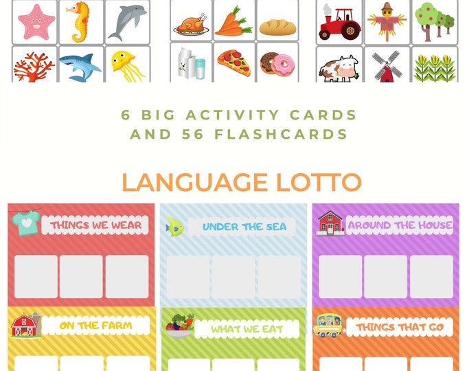 Language Lotto Game Printable Toddler Busy Book Binder Homeschool ...