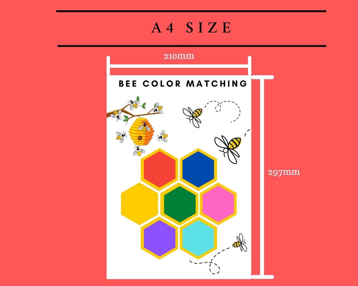 Bee Color Matching Game. Printable Toddler Busy Book Binder. Homeschool ...