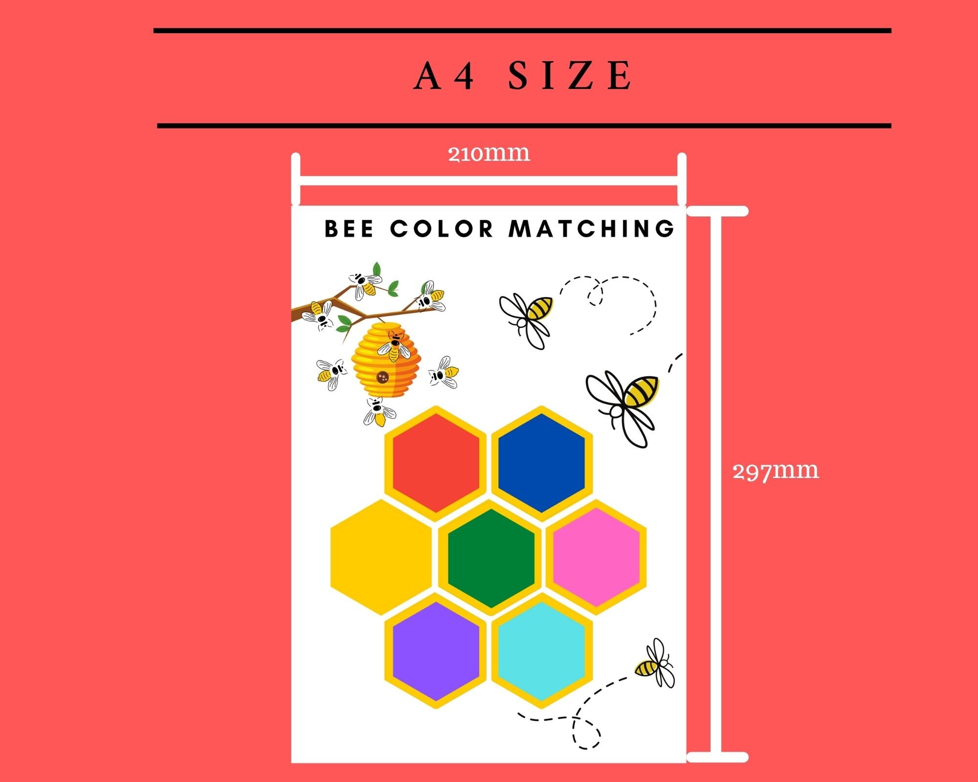 Bee Color Matching Game. Printable Toddler Busy Book Binder. Homeschool ...