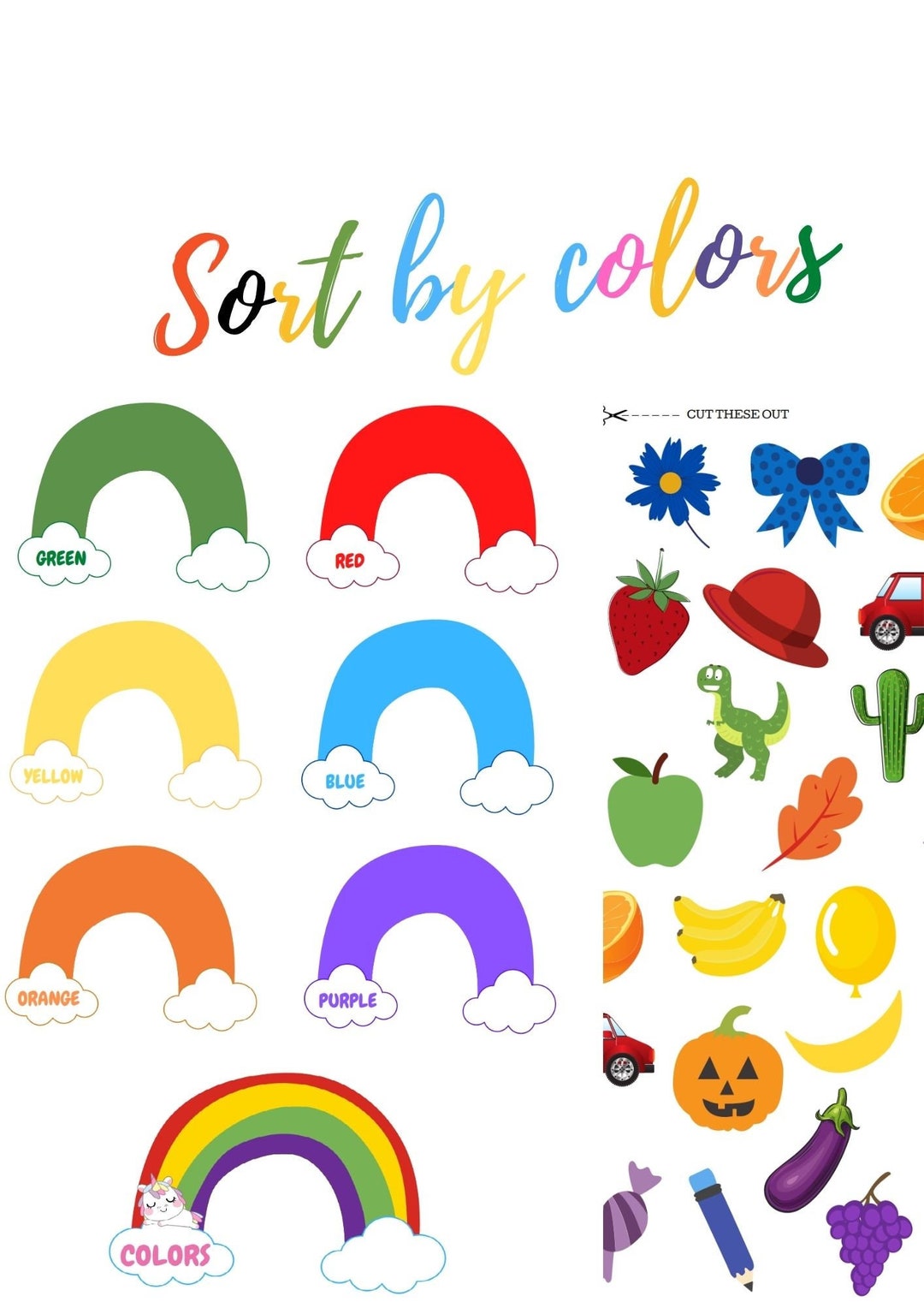 Rainbow Color Matching Game Montessori Printable Activity for Toddlers ...