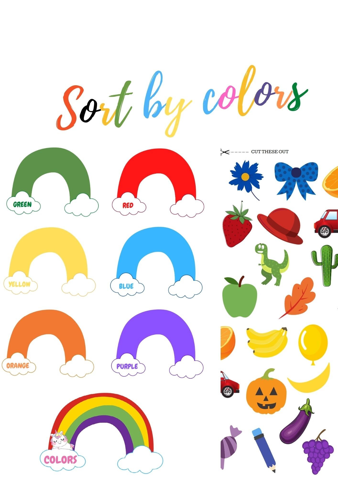 Rainbow Color Matching Game Montessori Printable Activity for Toddlers ...