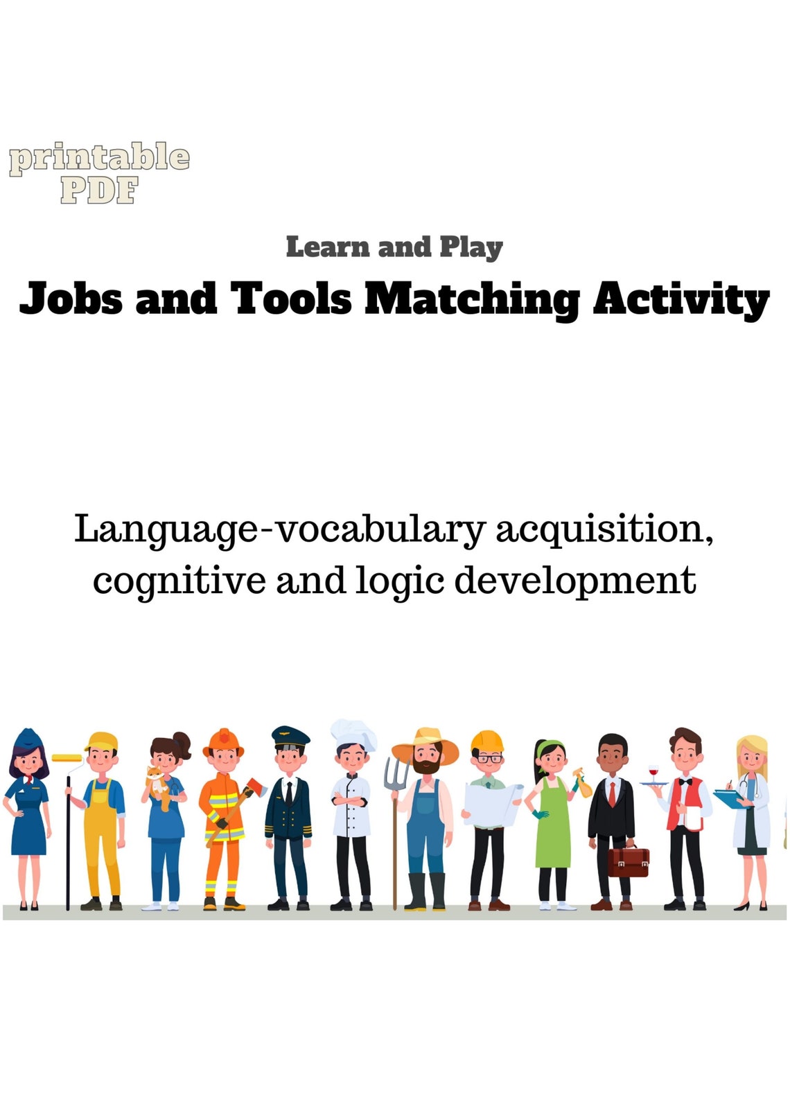 12 Jobs and Tools Matching Activity Printable Game for Toddlers ...