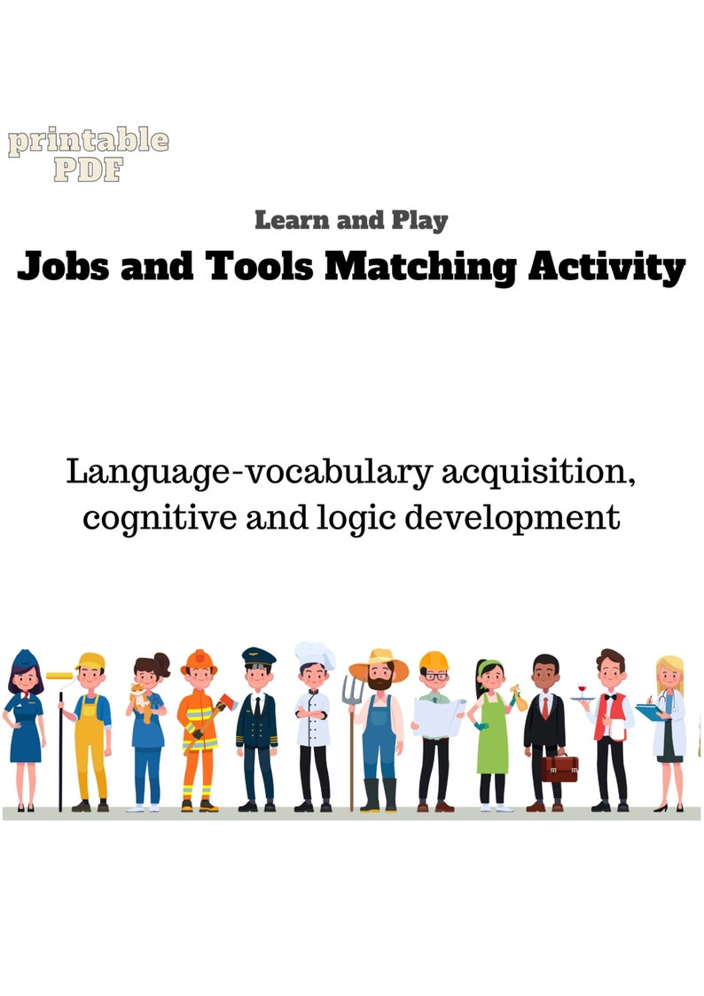 12 Jobs and Tools Matching Activity Printable Game for Toddlers ...