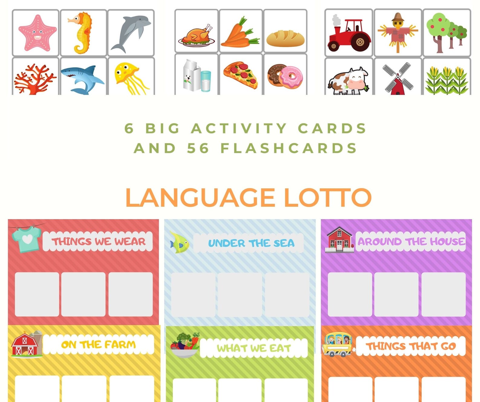 Language Lotto Game Printable Toddler Busy Book Binder Homeschool ...