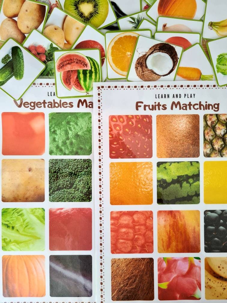Fruits and Vegetables Matching Game Printable Homeschool Learning ...