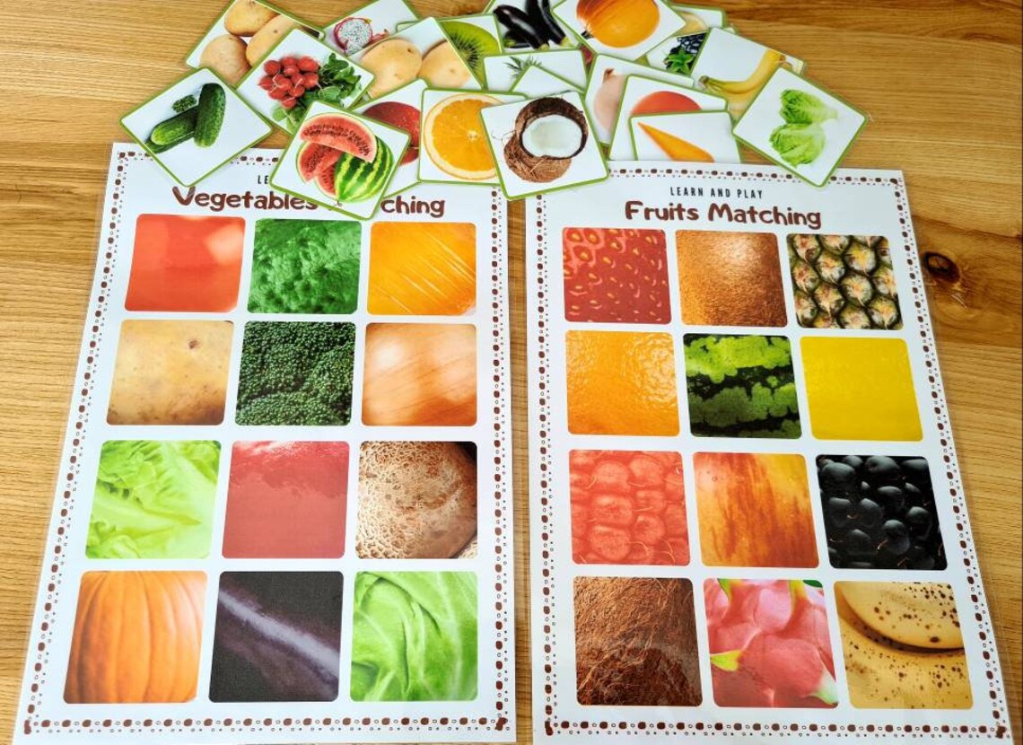 Fruits and Vegetables Matching Game Printable Homeschool Learning ...
