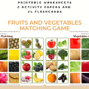 Fruits and Vegetables Matching Game Printable Homeschool Learning ...