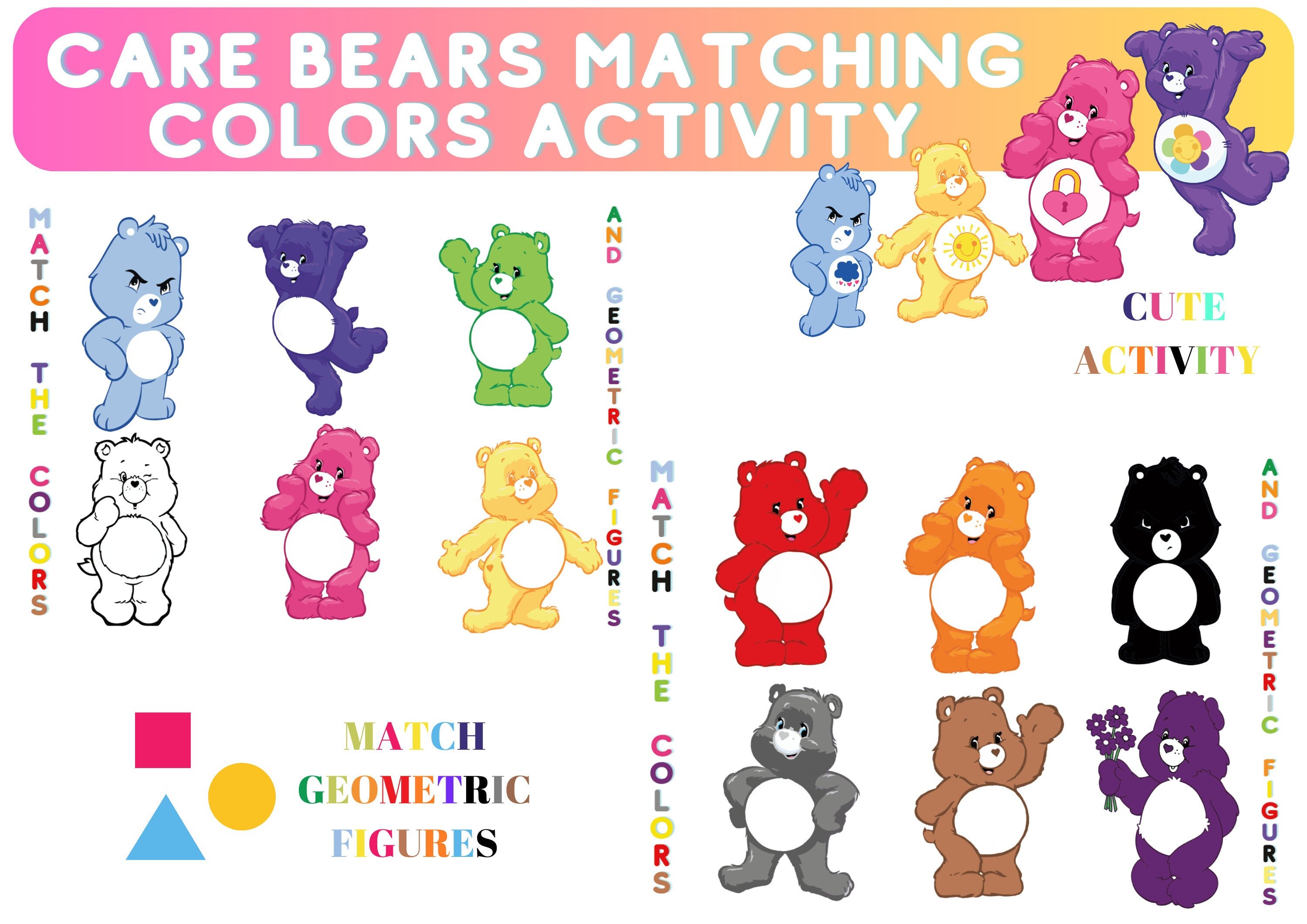 Care Bears Color Matching Game. Printable Toddler Busy Book Binder ...