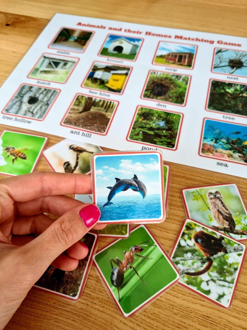 Animals and Homes Matching Busy Book Page Binder Montessori Printable ...