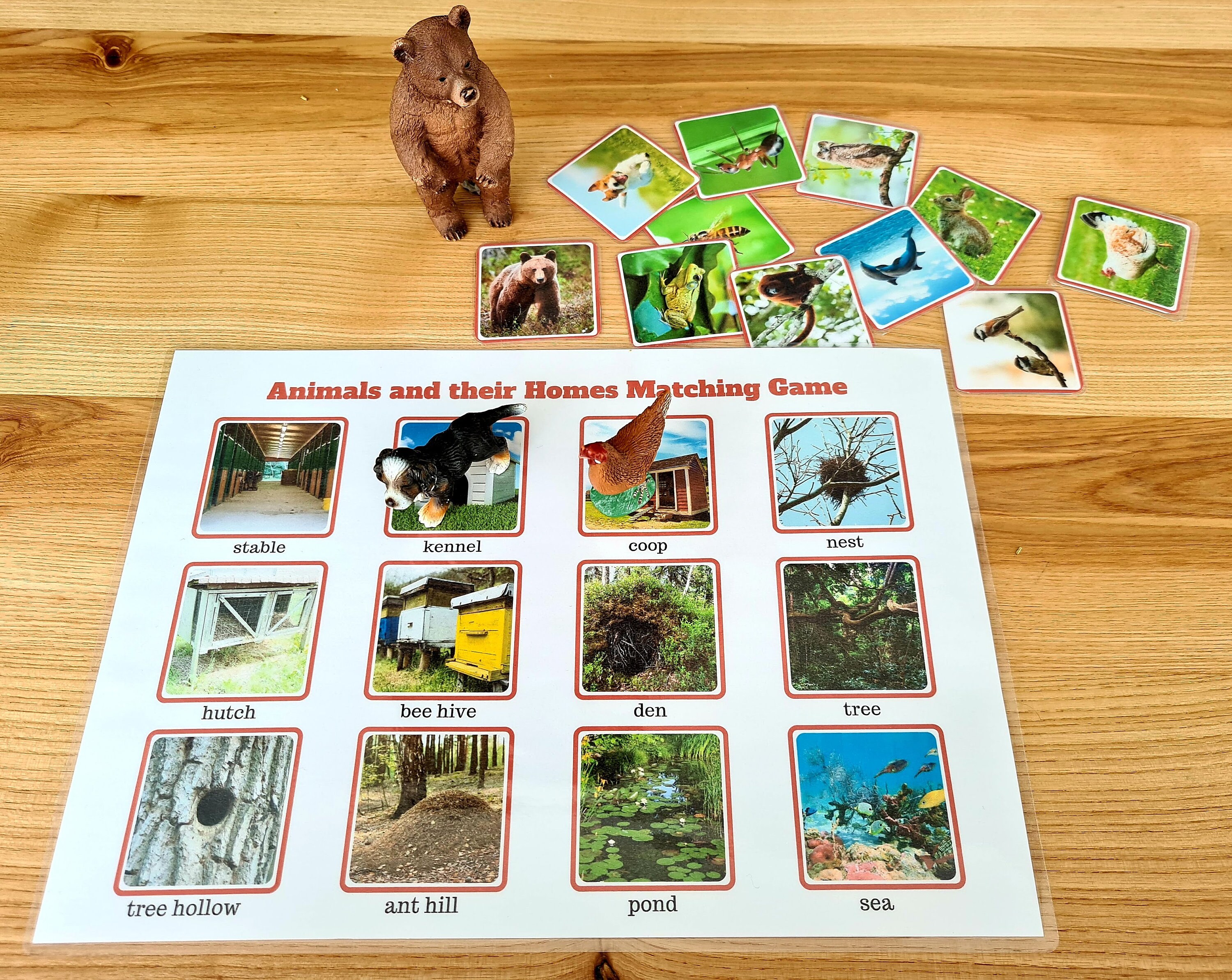 Animals and Homes Matching Busy Book Page Binder Montessori Printable ...