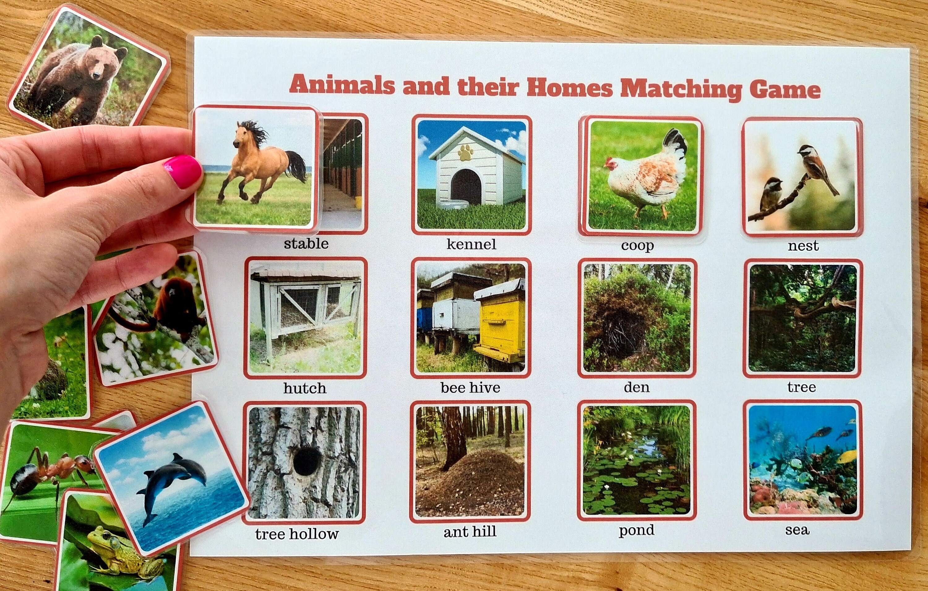 Animals and Homes Matching Busy Book Page Binder Montessori Printable ...