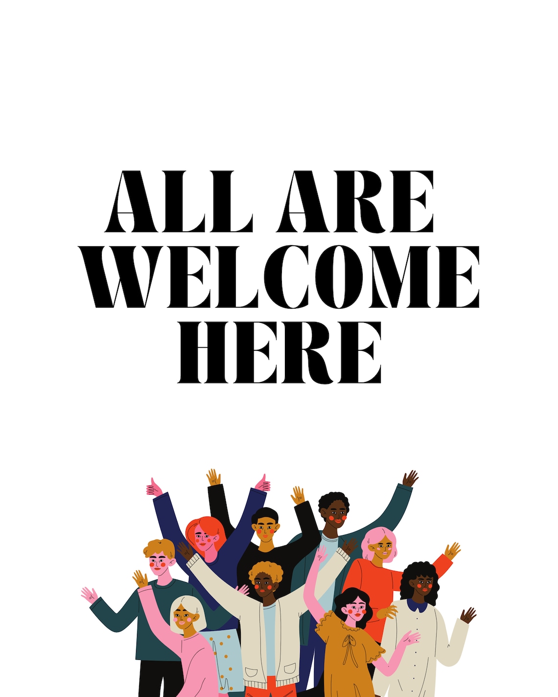 All Are Welcome Here, Inclusive Poster, Restaurant Print, Store Poster ...