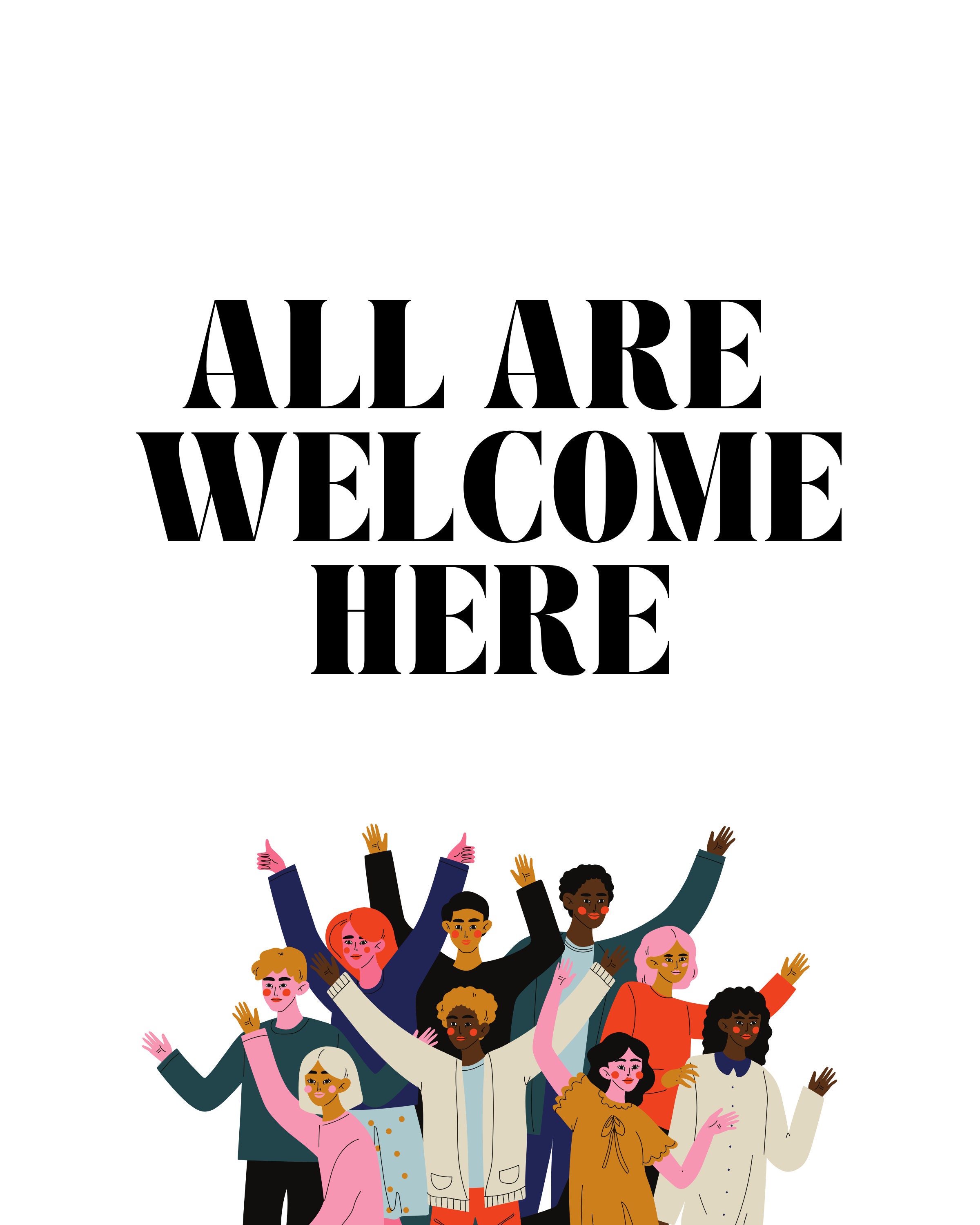 All Are Welcome Here Inclusive Poster Restaurant Print - Etsy