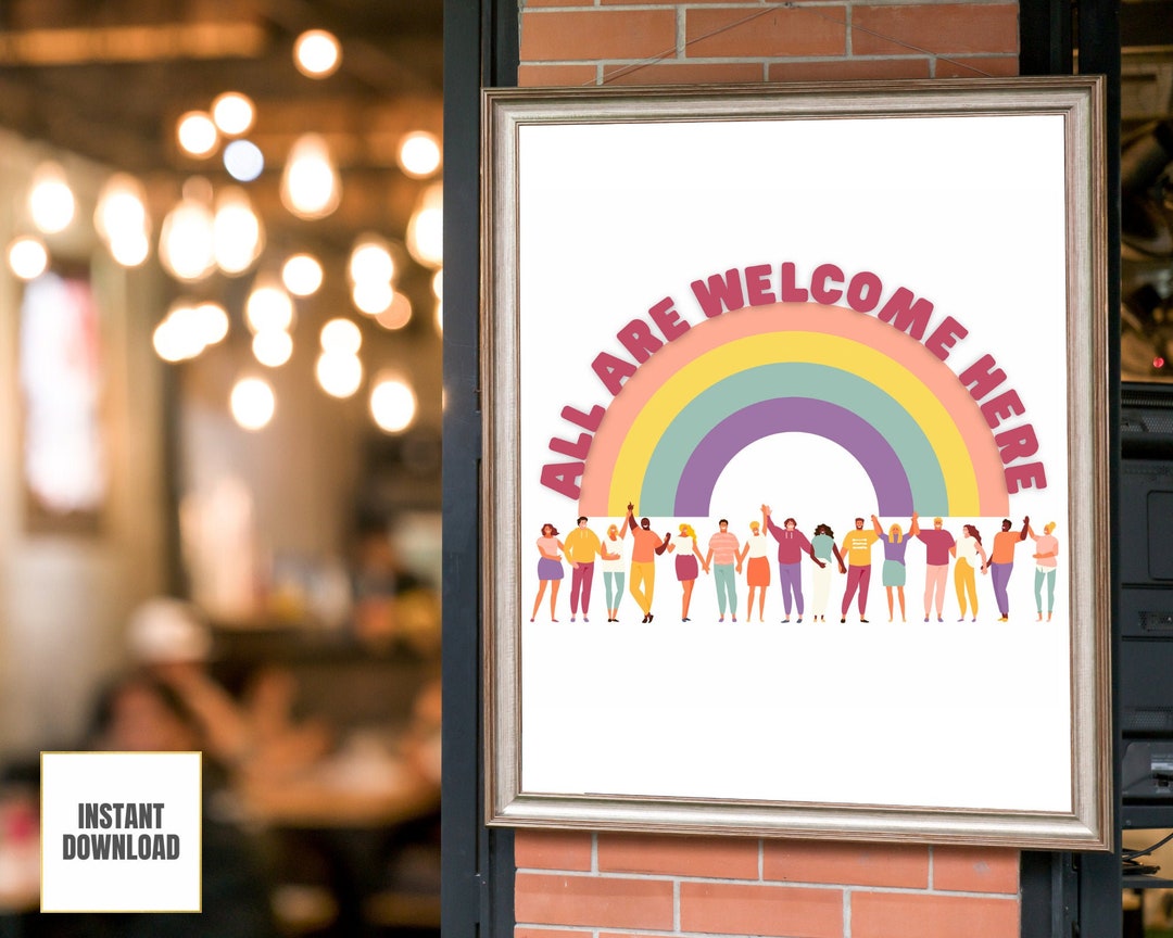 All Are Welcome Here Inclusive Poster Restaurant Poster - Etsy