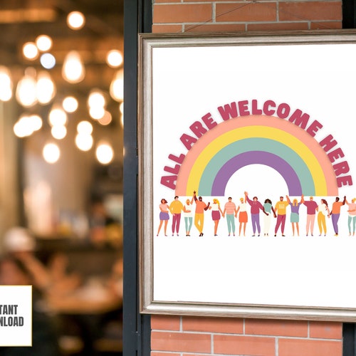 All Are Welcome Here Inclusive Poster Restaurant Poster - Etsy