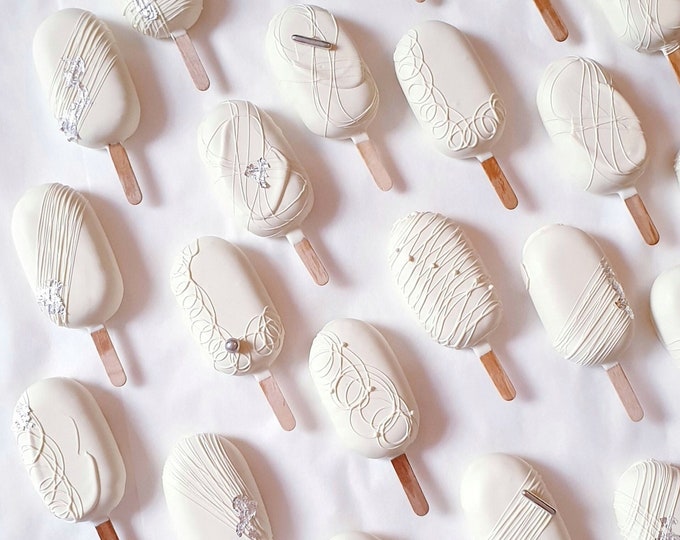 Luxury White Chocolate Cakesicles Personalised/unique Gift & Wedding ...