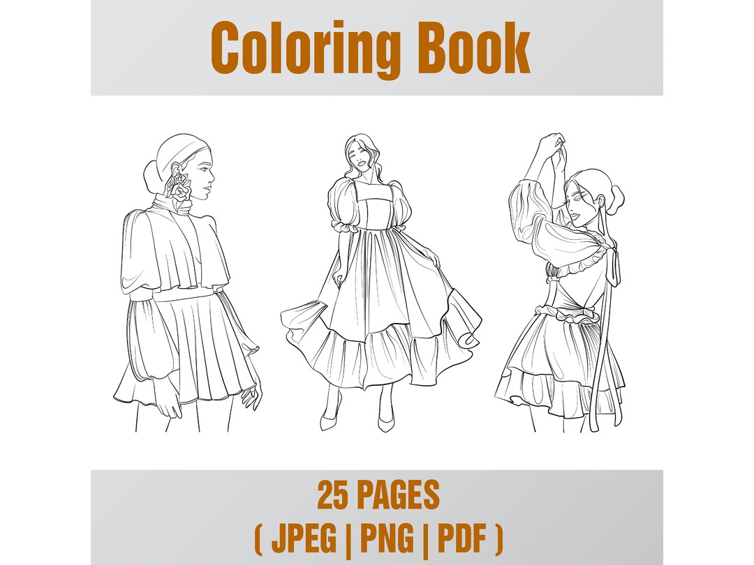 Digital Fashion Illustration Coloring Pages, Coloring Book for Digital ...