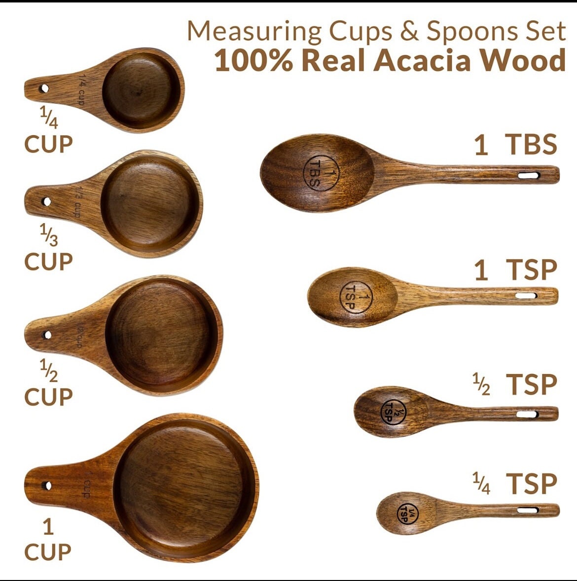 Kraft Kitchen Wooden Measuring Cups and Spoons Set Wood Measuring Cups ... Kraft Kitchen Wooden Measuring Cups and Spoons Set Wood Measuring Cups ...