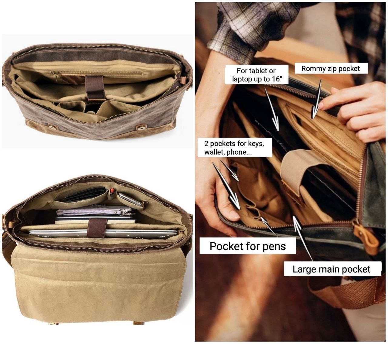 Personalized Messenger Bag Waxed Canvas Briefcase Canvas - Etsy