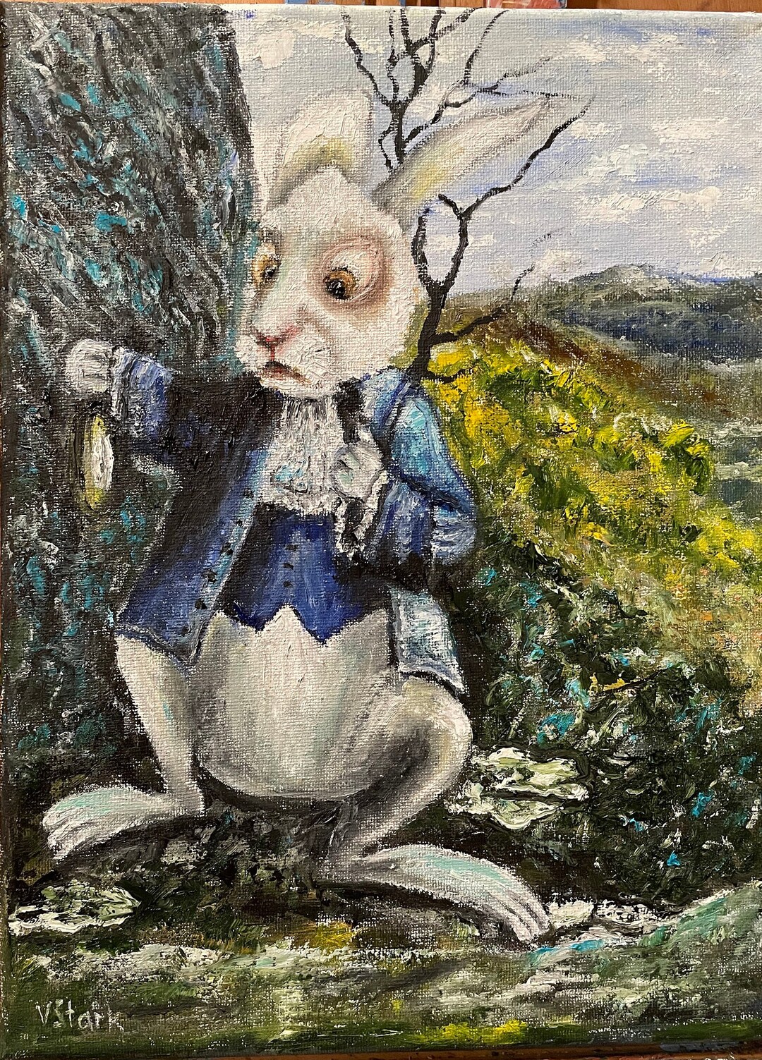 The White Rabbit Alice's Adventures in Wonderland Original Oil Painting ...