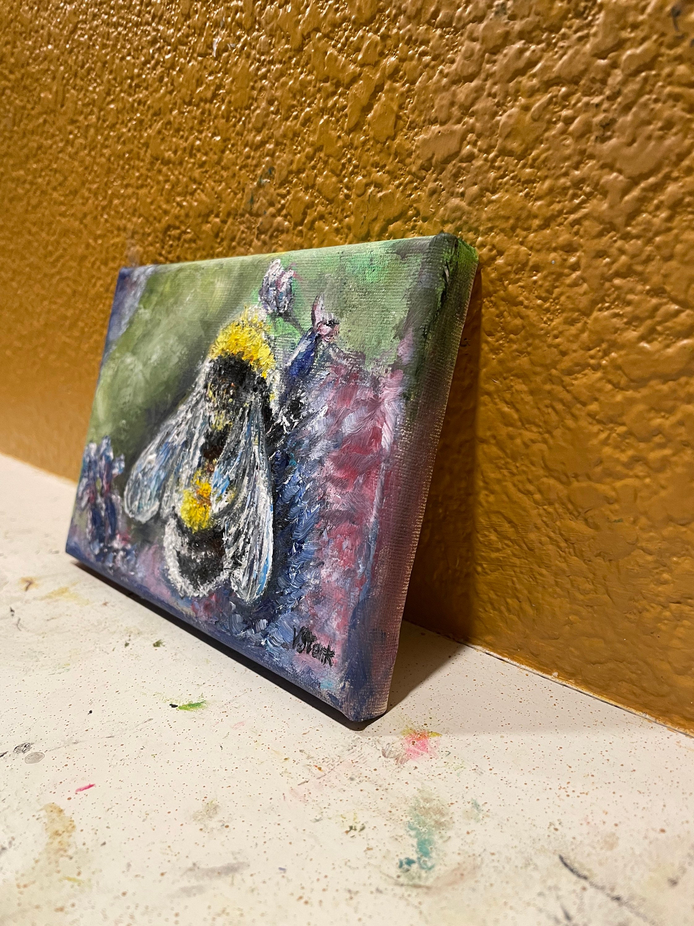 Bumblebee Wall Art Original Oil Painting 5x7 - Etsy