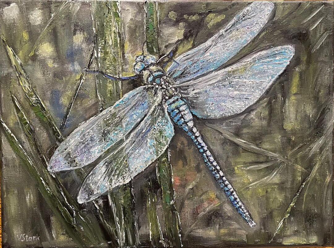 Dragonfly Wall Art Original Oil Painting 16X12 In - Etsy