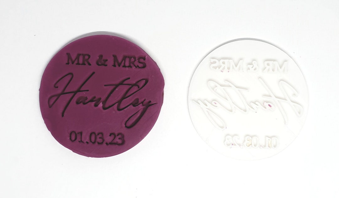Personalised Wedding Names Script Embossing Stamp - Etsy