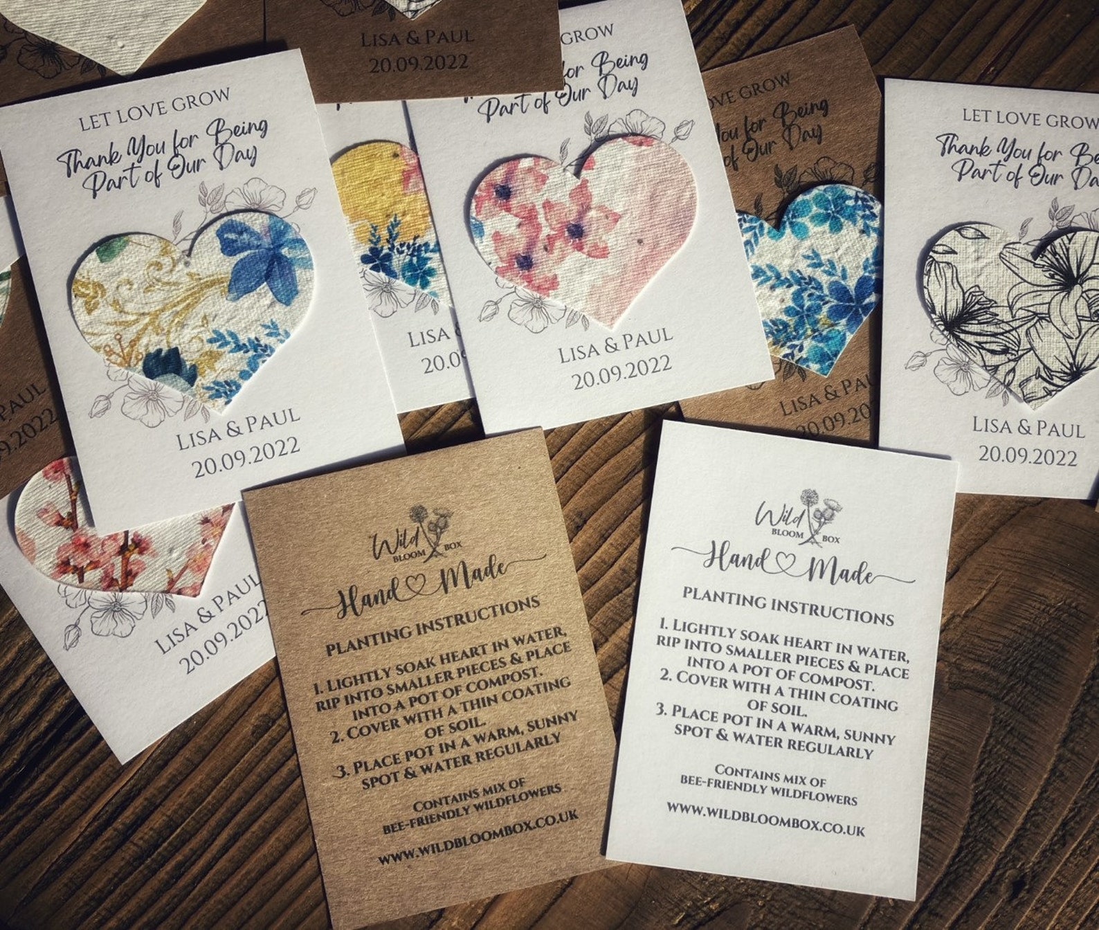 Plantable Eco Wedding Favours, Seed Heart Favours, Wildflower Table ...