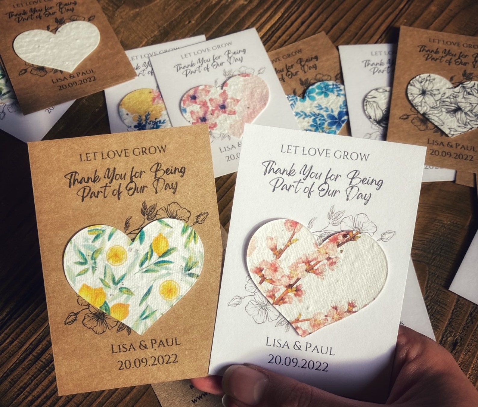 Plantable Eco Wedding Favours, Seed Heart Favours, Wildflower Table ...