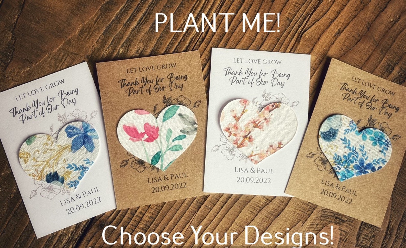 Plantable Eco Wedding Favours, Seed Heart Favours, Wildflower Table ...