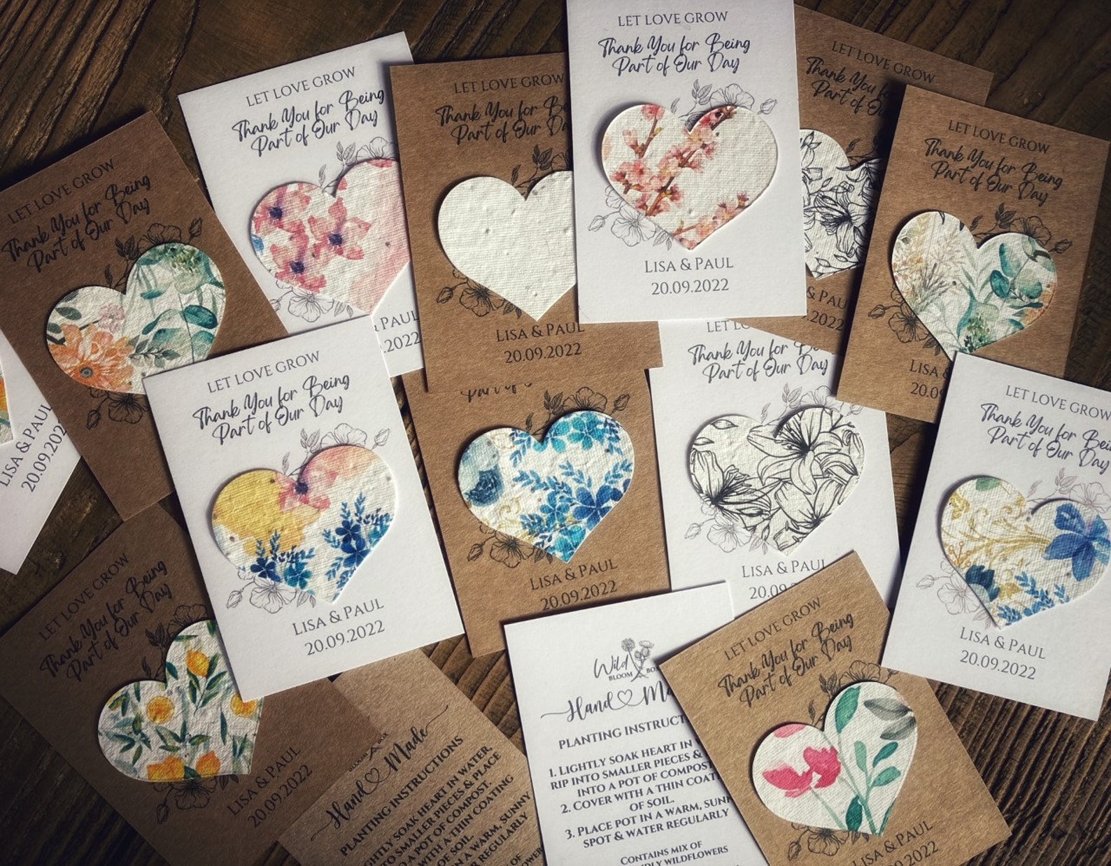 Plantable Eco Wedding Favours, Seed Heart Favours, Wildflower Table ...