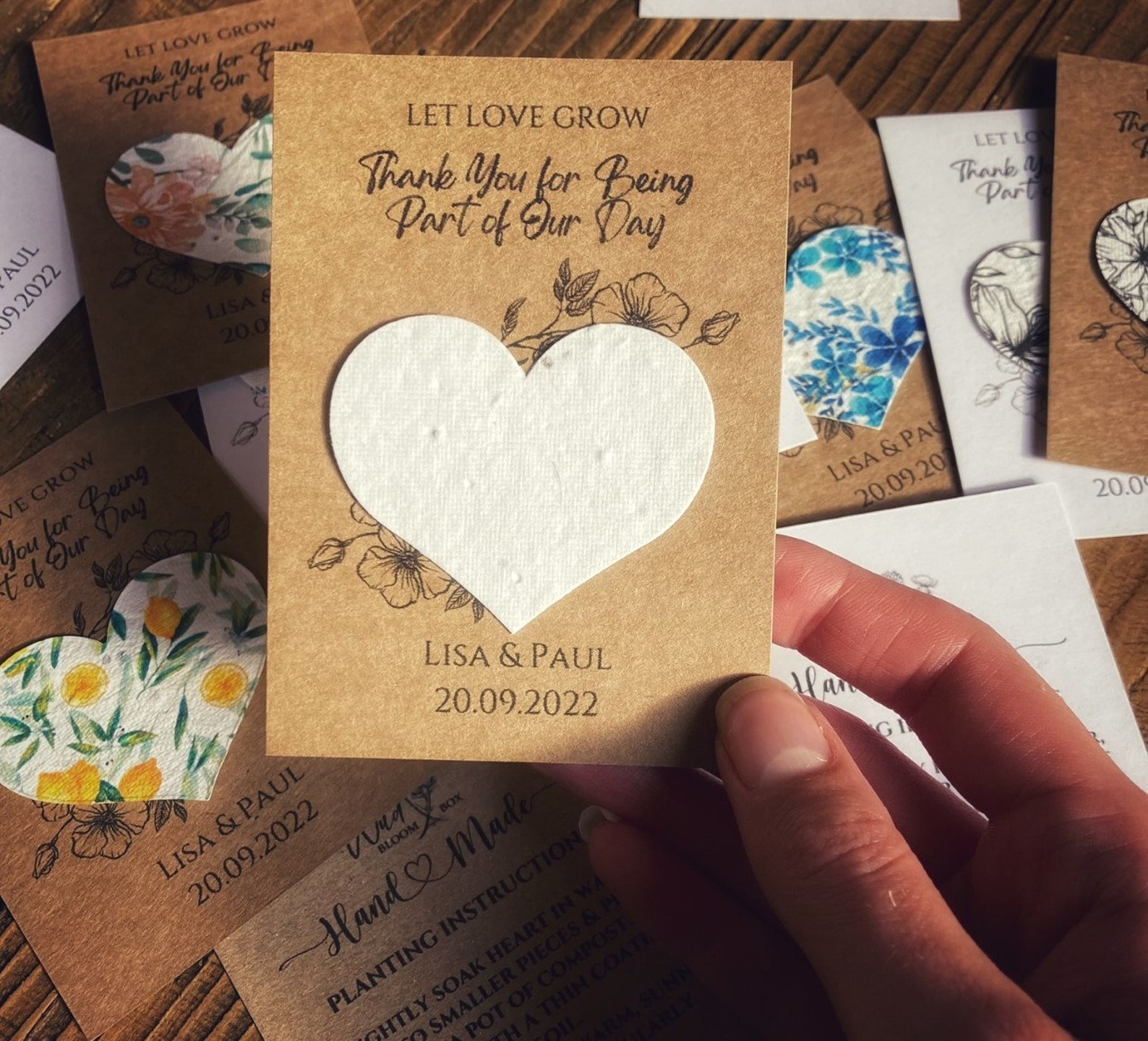 Plantable Eco Wedding Favours, Seed Heart Favours, Wildflower Table ...