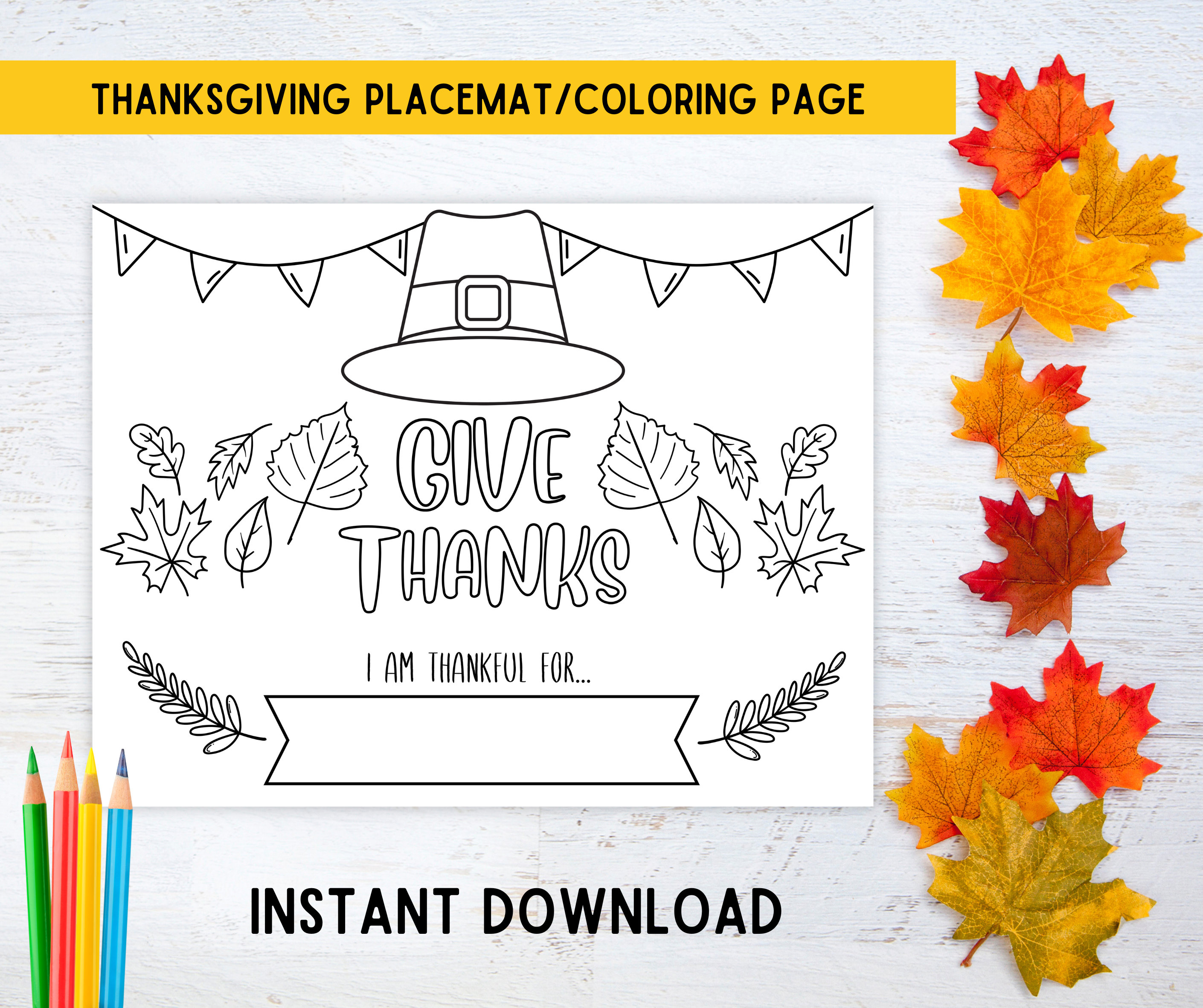 Printable Thanksgiving Placemat Coloring Page, Printable Kids ...