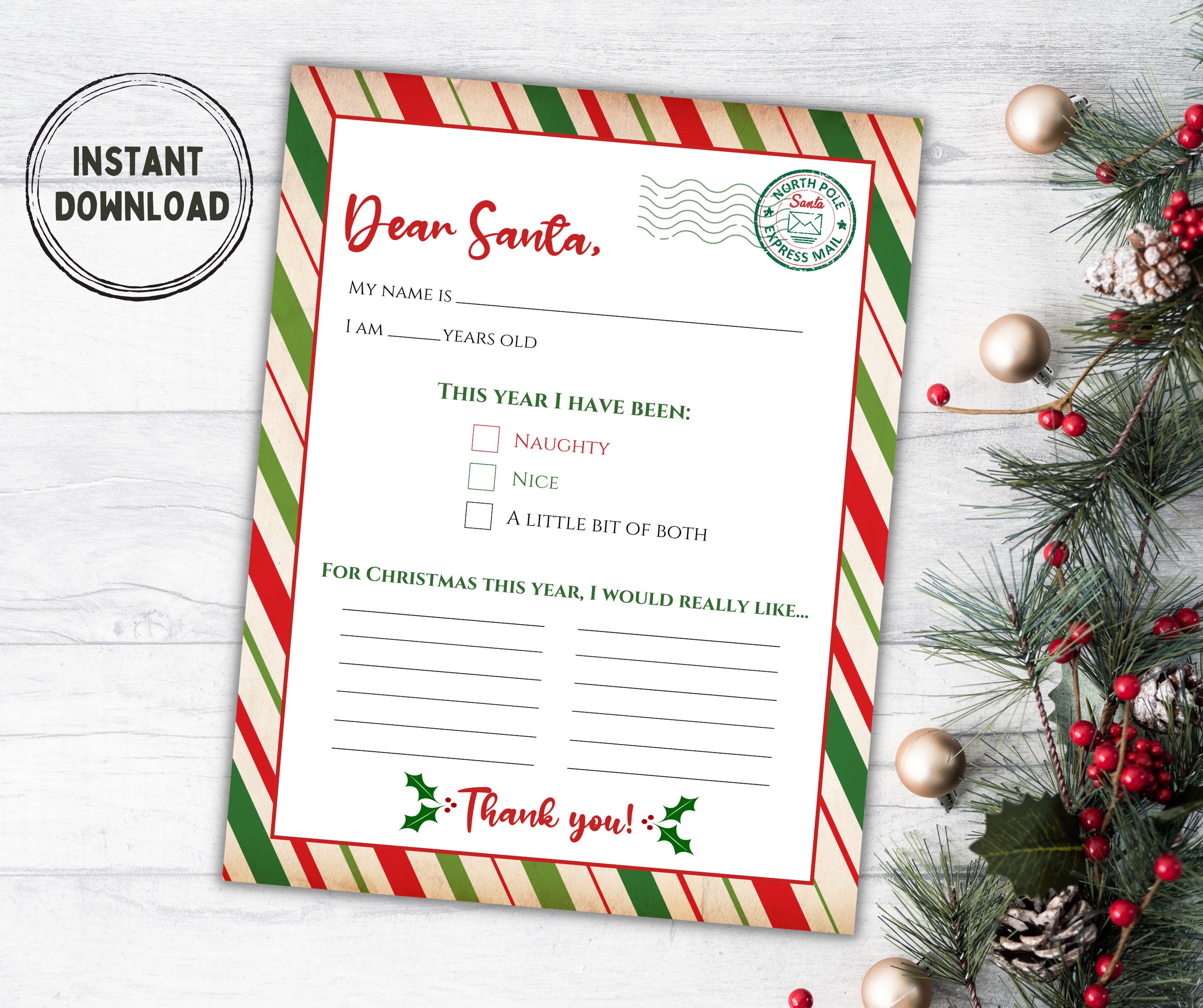 Carta imprimible a Santa para niños, Carta de querido Santa imprimible ...