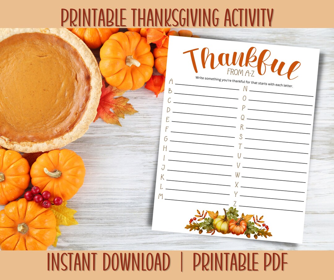 Printable Thanksgiving A-Z Game | Thanksgiving Printable Games ...