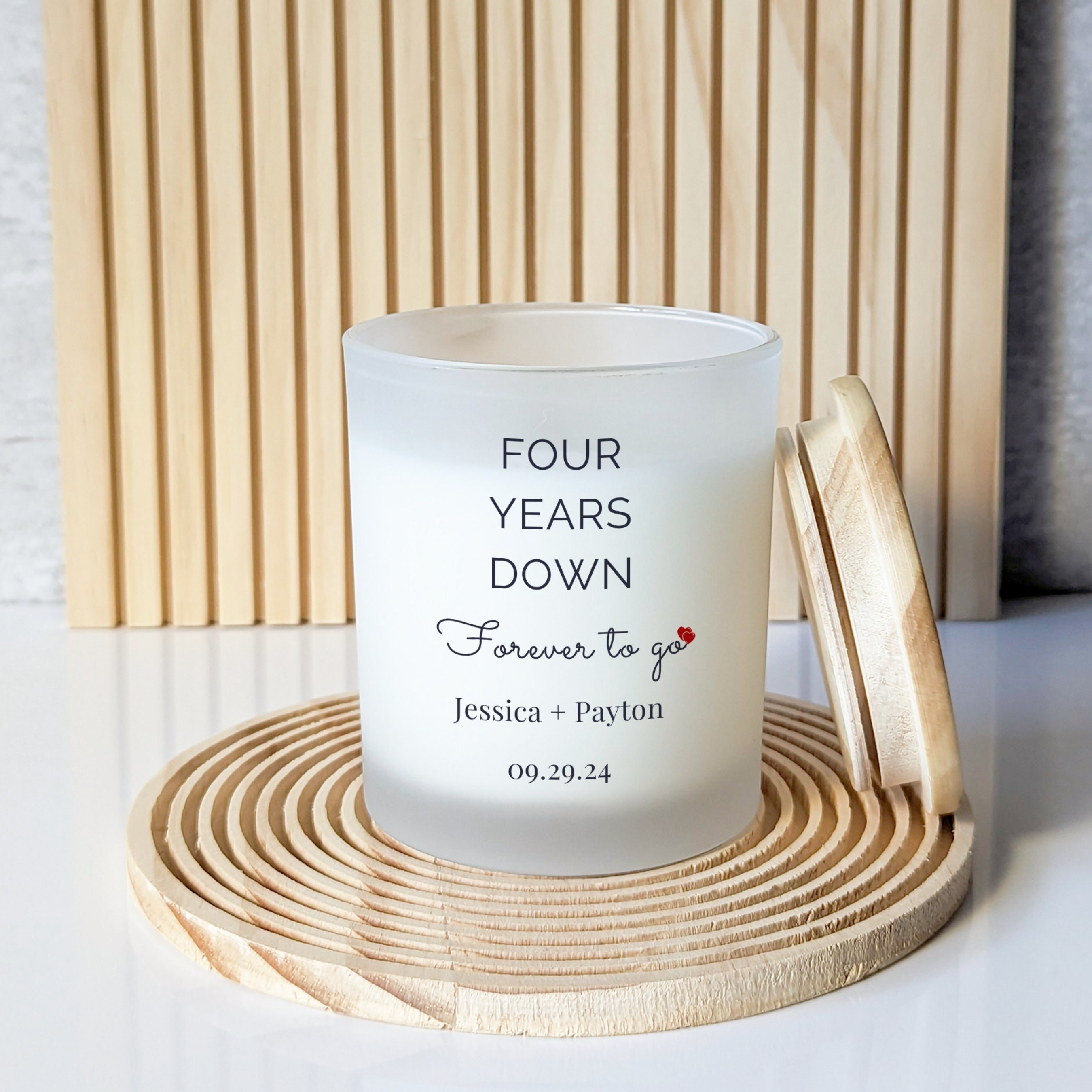 Four Years Down, Forever to Go: Personalized Anniversary Candle Gift ...