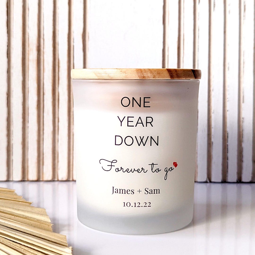 One Year Down, Forever to Go: Personalized Anniversary Candle Gift for ...