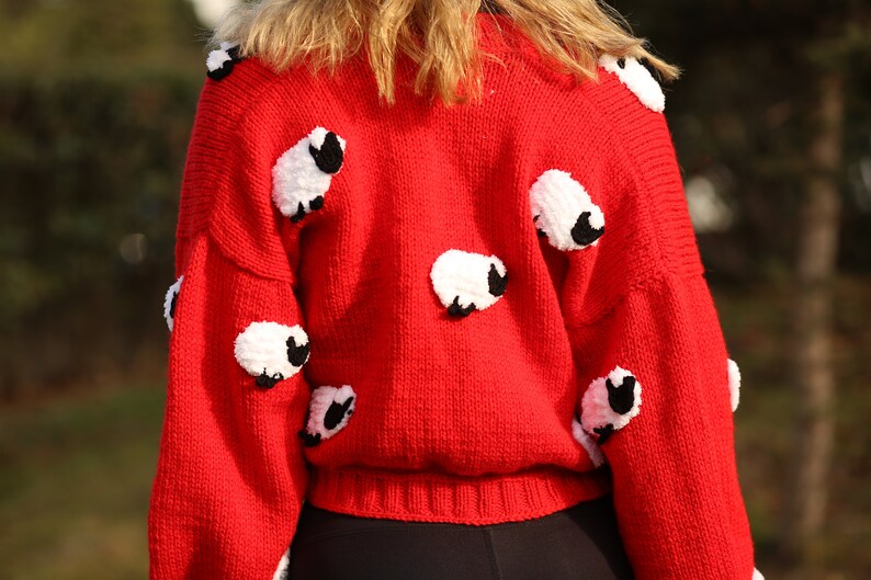 Diana Red Sheep Crop Cardigan Sweater Diana - Etsy