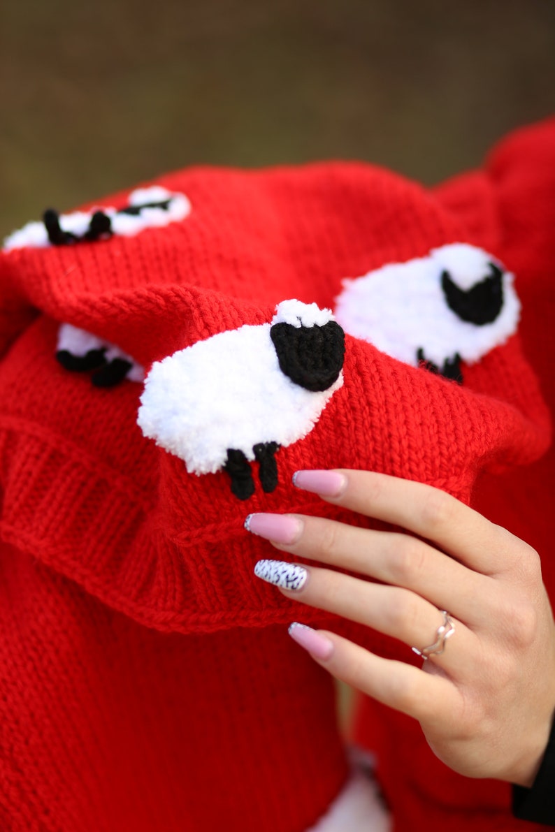 Diana Red Sheep Crop Cardigan Sweater Diana - Etsy