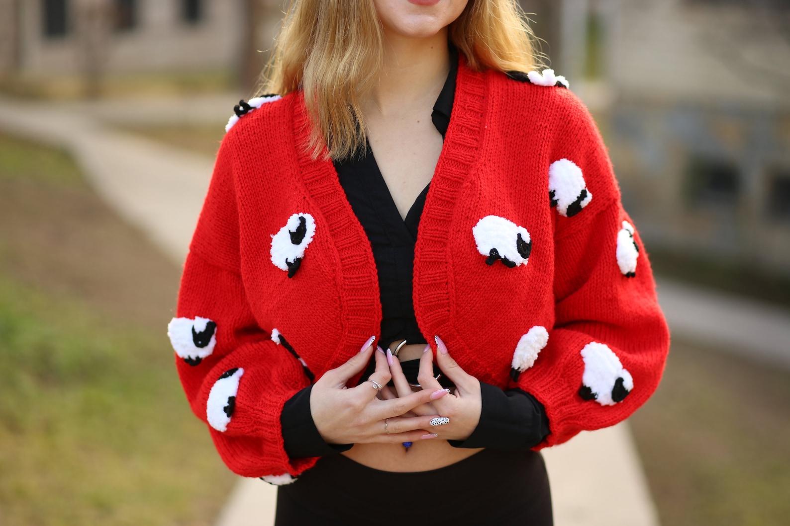 Diana Red Sheep Crop Cardigan Sweater Diana - Etsy