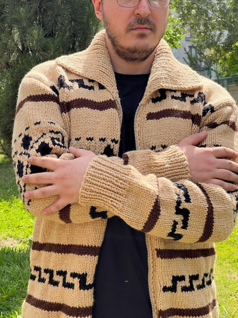 The Dude Sweater Big Lebowski Cardigan,vintage Sweater,western Cowichan ...