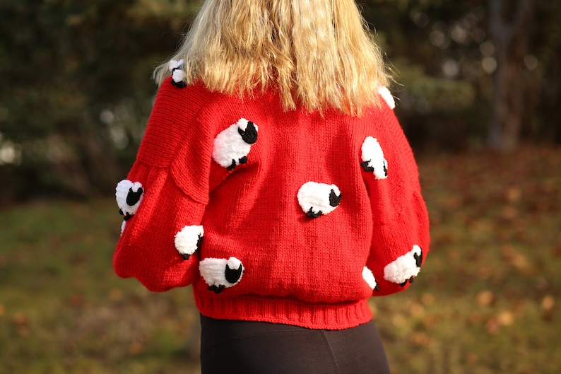 Diana Red Sheep Crop Cardigan Sweater Diana - Etsy