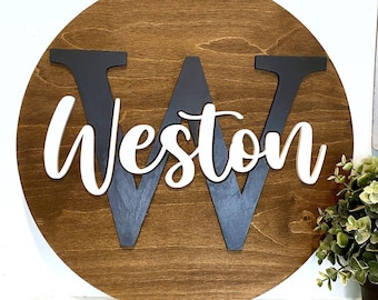 Custom Name and Title 3D Round Sign Wood Circle Wall Sign | Etsy