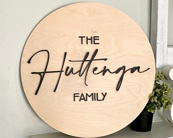 Circle Wood Family Sign | Etsy