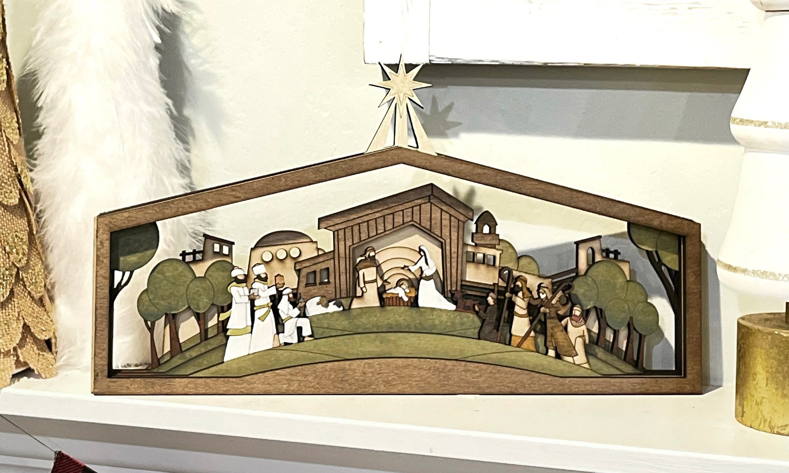 Christmas Nativity Scene Unique 5 Layer Laser Cut Stained - Etsy