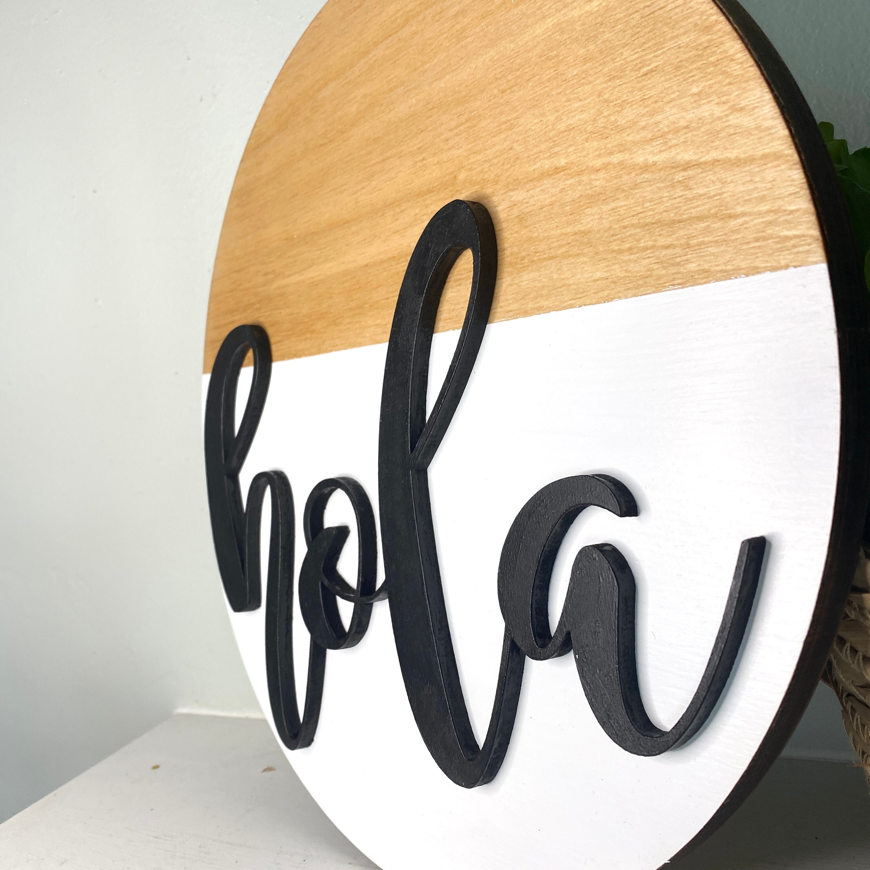 Hola | Hello Welcome 3D Wooden Round Door Sign | Wall Hanging - Etsy