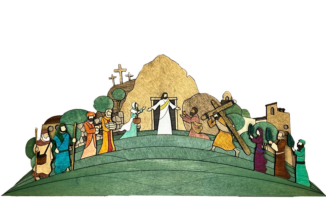 Easter Display Scene Decor, Easter Nativity Creche, Hand-painted, Jesus ...