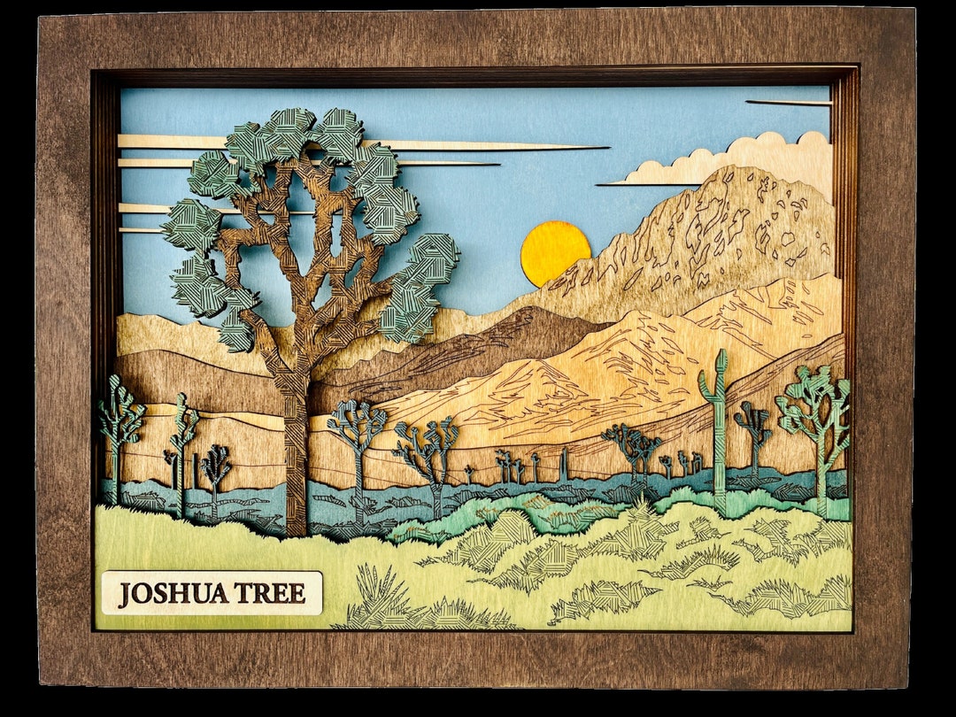 Joshua Tree National Park Wall Art Decor Shadowbox Style, Layered in ...