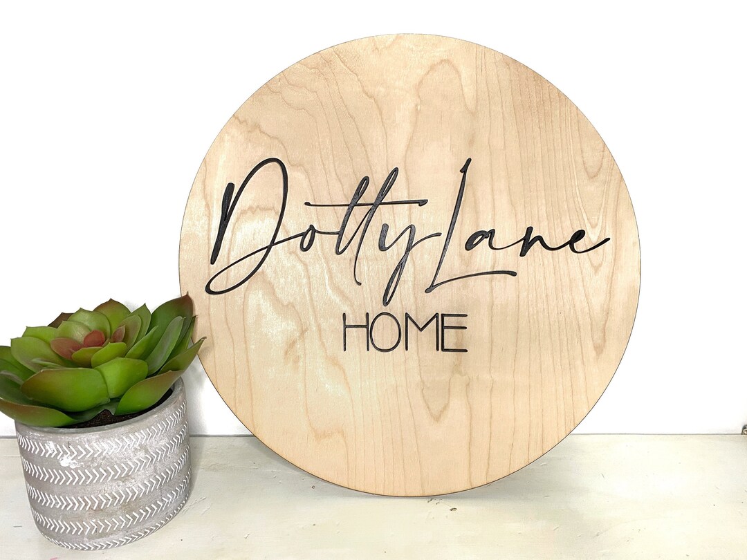 Custom Round Logo Sign Wood 3D Laser Cut Small Business, B2B, Stained ...