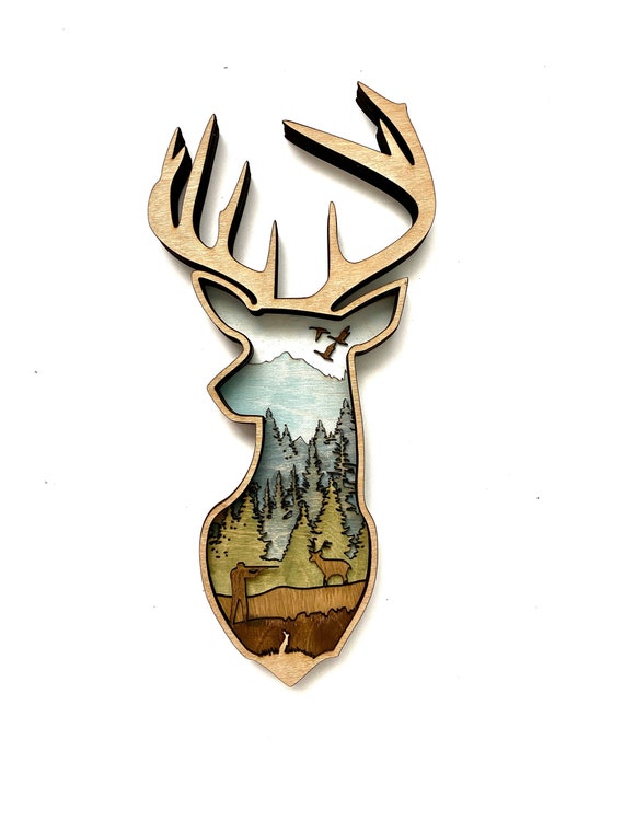 Deer Hunting Wooden Sign 3D Layered Hunting Scene Father's - Etsy
